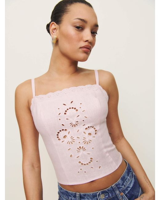 Reformation Eva Linen Top 4 in Natural | Lyst
