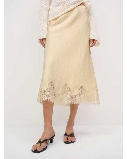 Reformation Carolina Linen Skirt in Natural | Lyst