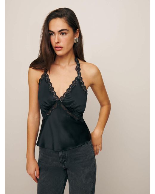 Reformation Monica Silk Top in Black | Lyst