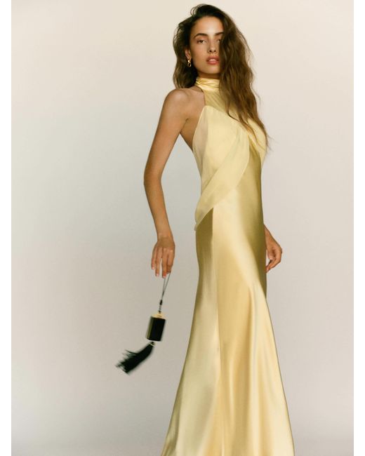 Reformation Dorcas Silk Dress in Natural | Lyst UK
