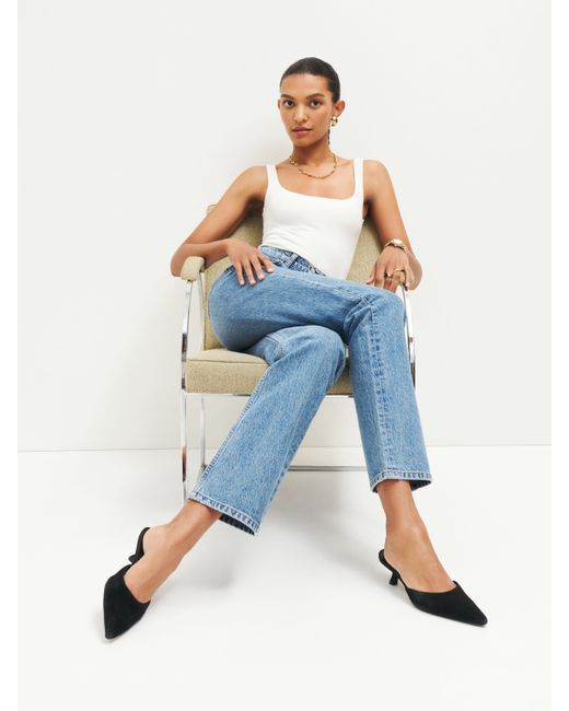 Reformation Wilda Kitten Mule in Blue | Lyst