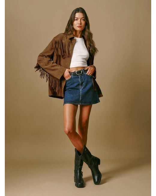 Reformation Veda Houston Suede Jacket in Brown | Lyst