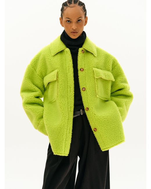 Source Unknown Synthetic Faux Teddy Shearling Jacket in Green - Lyst
