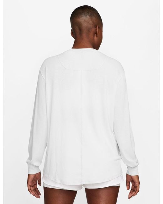 Nike Women's One Relaxed Dri-fit Long-sleeve Top in White | Lyst UK