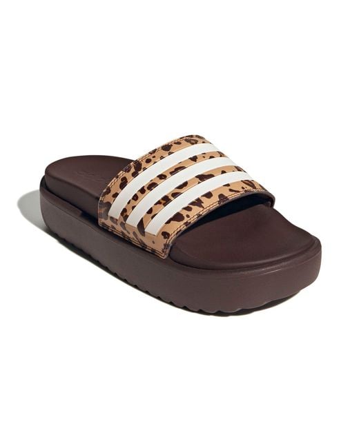 adidas Women's Adilette Platform Slides in Brown | Lyst UK