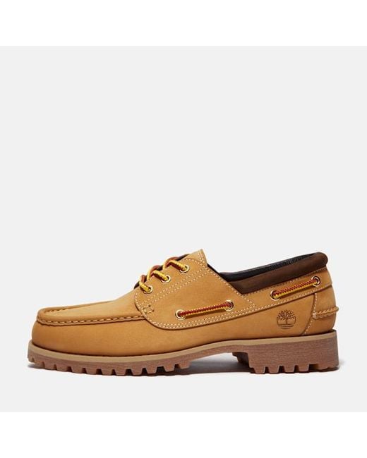 Timberland Authentic 3-Eye Lug Handsewn Boat Shoe For in Brown for Men ...