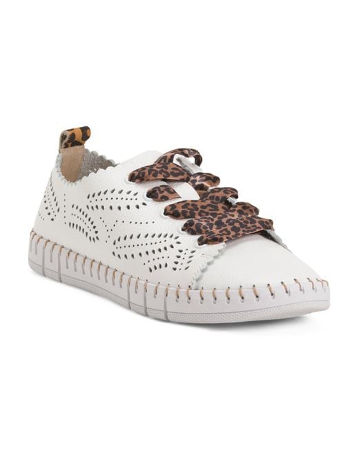 TJ Maxx Leather Leo Laser Cut Sneakers For in White | Lyst