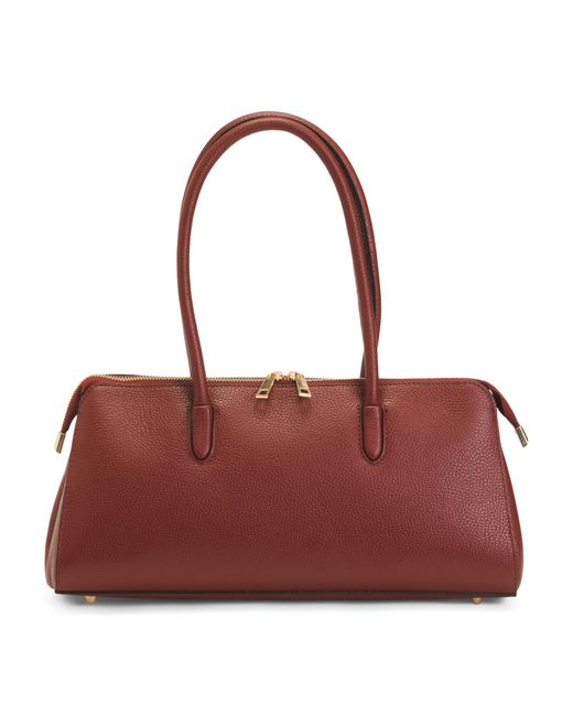 TJ Maxx Leather East West Double Handle Satchel For Leather in Red | Lyst