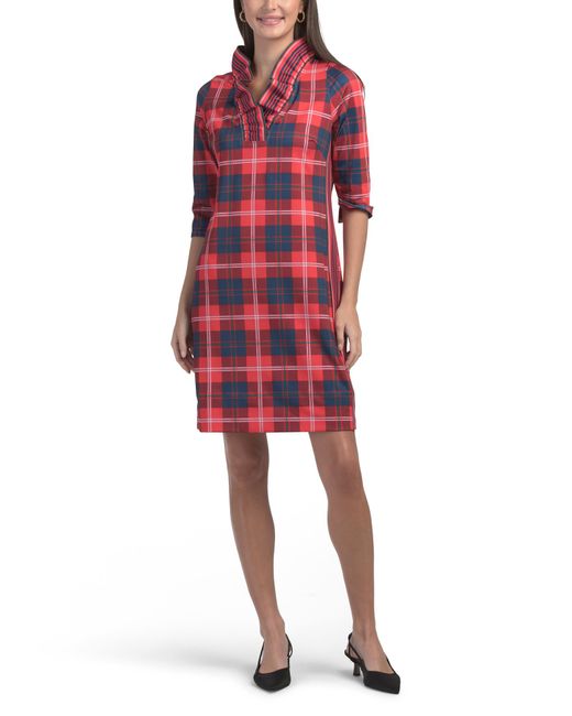 TJ Maxx Three-Quarter Sleeve Plaid Mini Dress For Spandex/Polyester in ...
