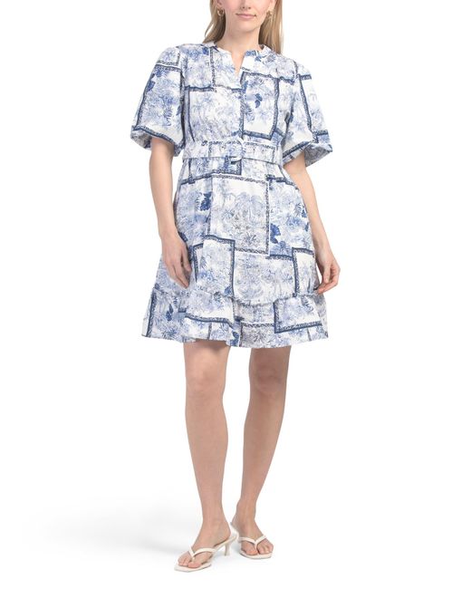 TJ Maxx Belted Fit And Flare Mini Dress For Spandex/Cotton in Blue | Lyst
