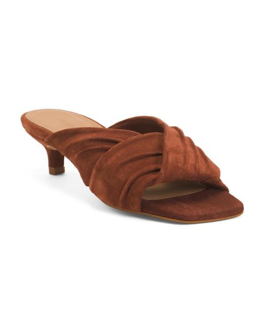 TJ Maxx Suede Emi Kitten Heel Sandals For in Brown | Lyst