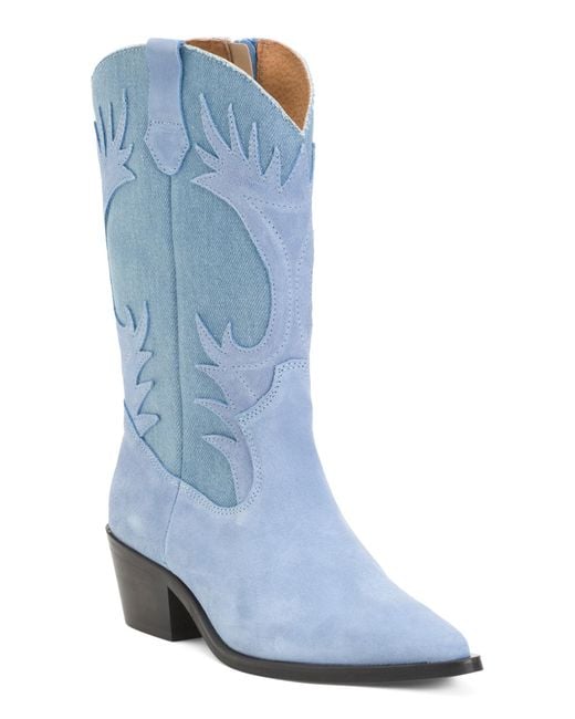 TJ Maxx Suede Western Boots For Leather/Suede in Blue | Lyst
