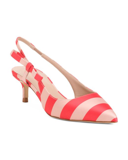 TJ Maxx Leather Barette Side Bow Kitten Heels For in Pink | Lyst