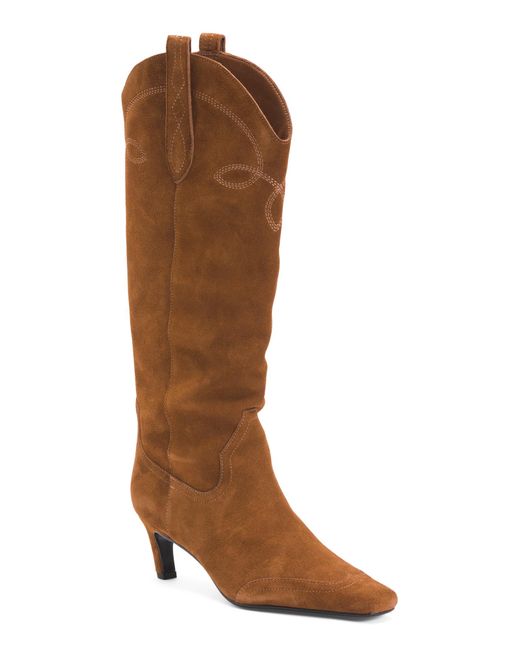 TJ Maxx Suede Selta Square Toe Western Boots For in Brown | Lyst