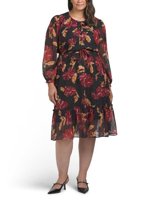TJ Maxx Plus Midnight Petal Dress For Polyester in Red | Lyst