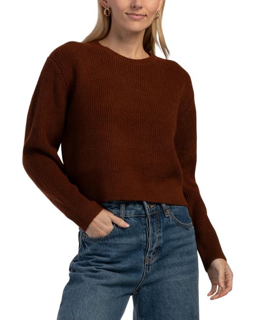 TJ Maxx Long Sleeve Cropped Sweater, Nylon/Polyester/Acrylic in Brown ...