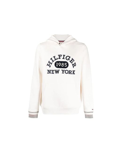 Tommy Hilfiger Monotype Collegiate Hoodie in White for Men | Lyst UK