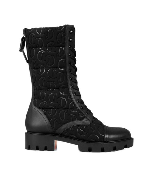 Christian Louboutin Logo Embossed Boots in Black | Lyst