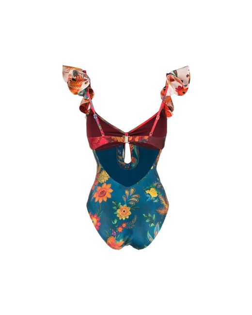 Zimmermann One Piece Ginger Floral Swimsuit In Blue Lyst
