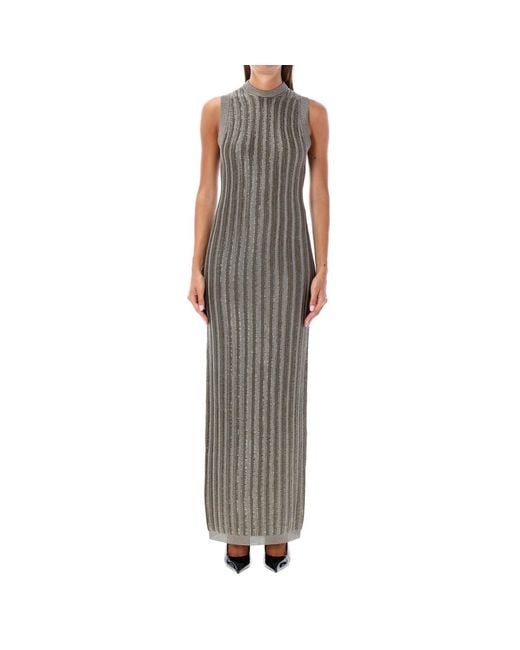Tom Ford Lurex Long Dress in Brown | Lyst UK