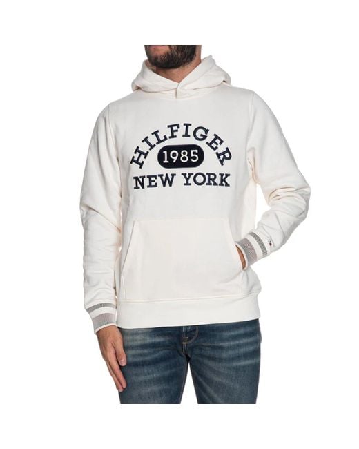 Tommy Hilfiger Monotype Collegiate Hoodie in White for Men | Lyst UK