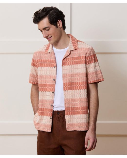 Todd Snyder Tile Terry Jacquard Polo in Pink for Men | Lyst
