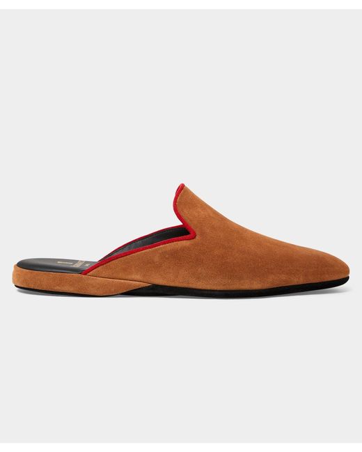 Rubinacci Suede House Slipper in Brown for Men | Lyst