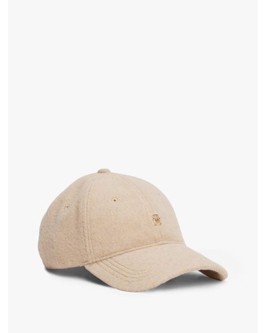 Tommy Hilfiger Chic Th Monogram Pure Wool Baseball Cap in Natural | Lyst UK