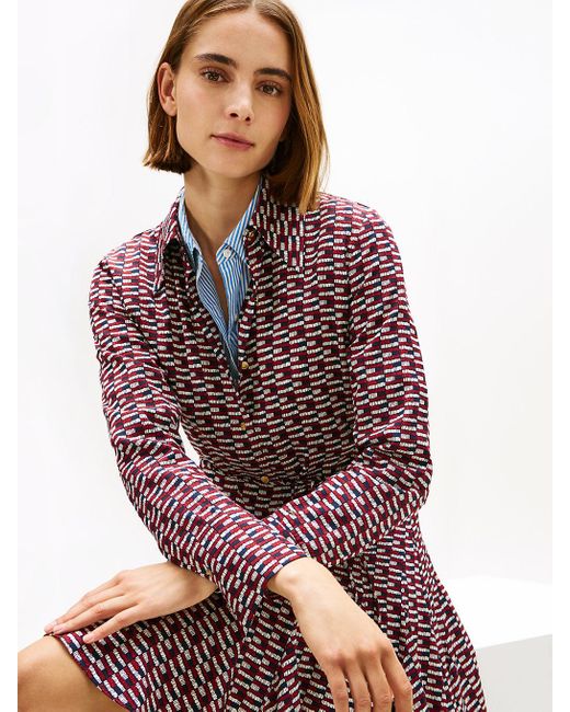 Tommy Hilfiger Self-Tie Belt Slim Mini Shirt Dress in Pink | Lyst UK