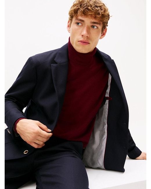 Tommy Hilfiger Th Crest Patch Regular Fit Wool Blazer in Blue for Men ...