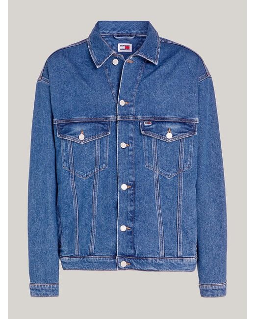Tommy Hilfiger Aiden Archive Oversized Denim Trucker Jacket in Blue for ...