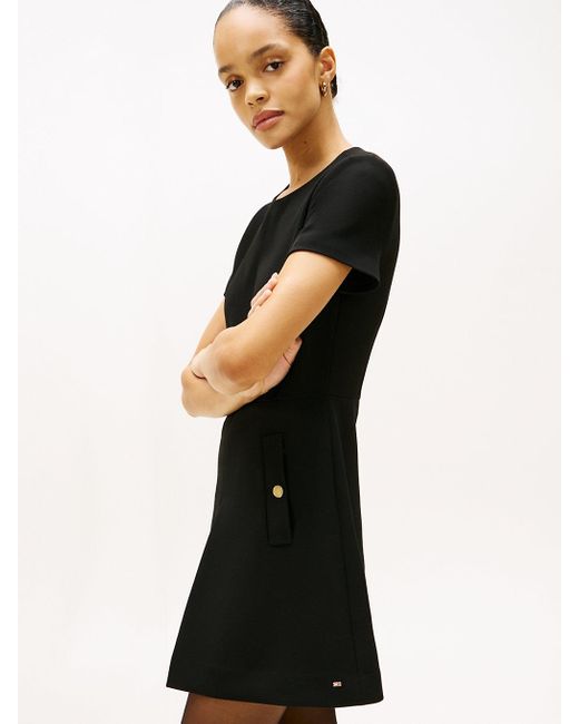 Tommy Hilfiger Button Pocket Mini Shift Dress in Black | Lyst UK