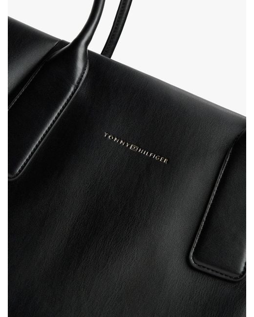 Tommy Hilfiger Essential Metallic Logo Tote Bag in Black | Lyst UK