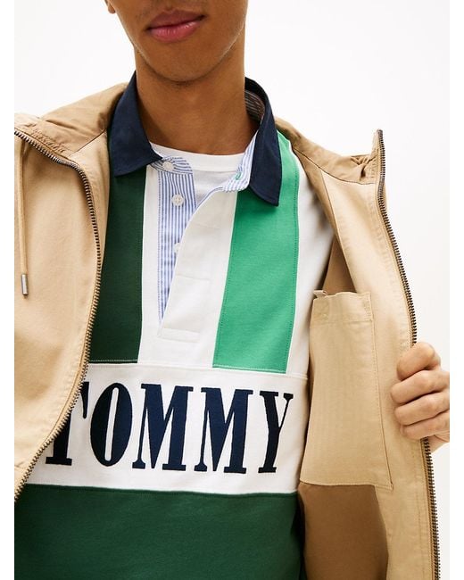 Tommy Hilfiger Herringbone Twill Relaxed Zip-Thru Hooded Jacket in ...