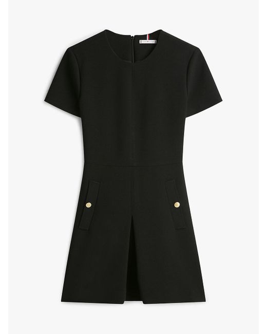 Tommy Hilfiger Button Pocket Mini Shift Dress in Black | Lyst UK