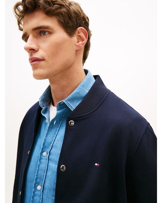 Tommy Hilfiger Terry Bomber Jacket in Blue for Men | Lyst UK