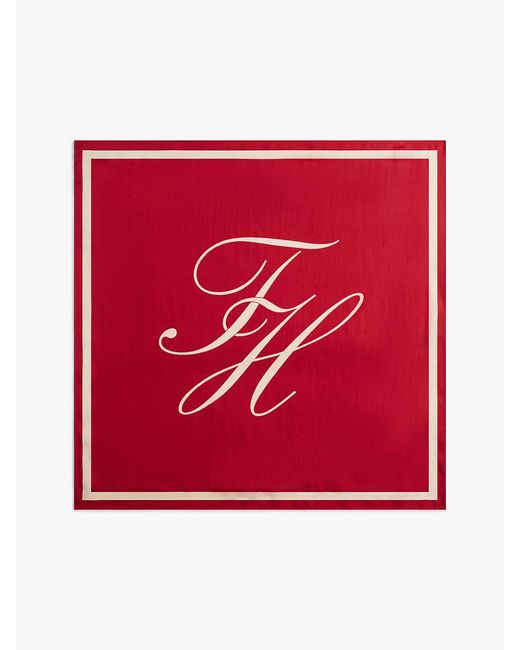 Tommy Hilfiger Pure Silk Logo Scarf in Red | Lyst UK