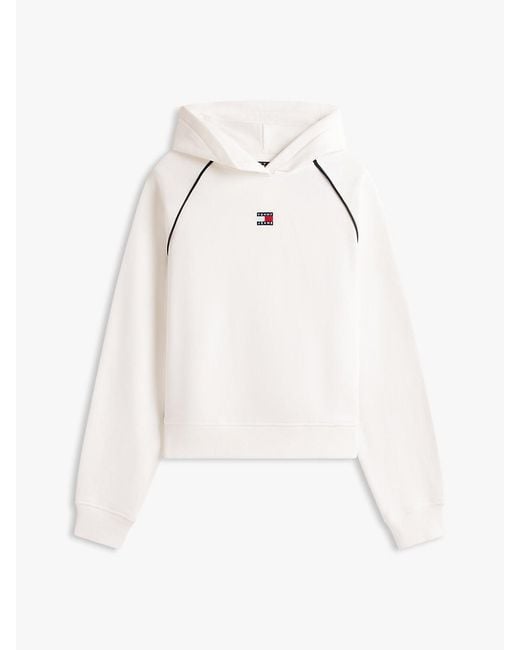 Tommy Hilfiger Tommy Badge Piping Relaxed Hoody in White | Lyst UK