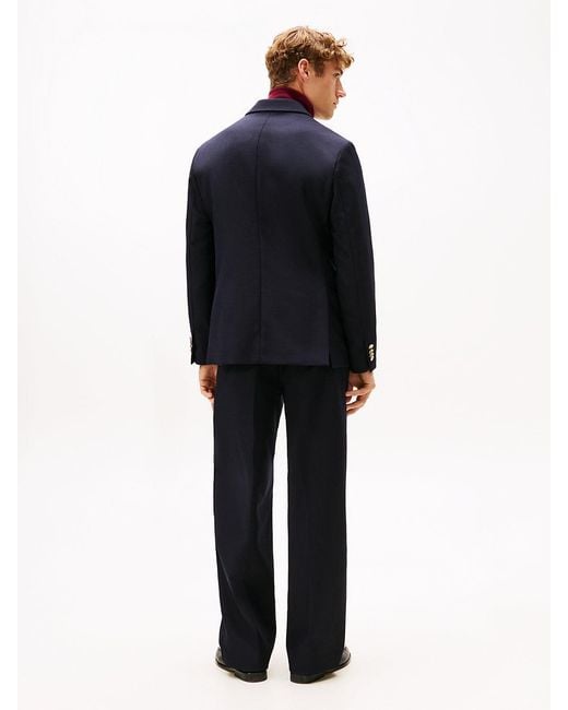 Tommy Hilfiger Th Crest Patch Regular Fit Wool Blazer in Blue for Men ...