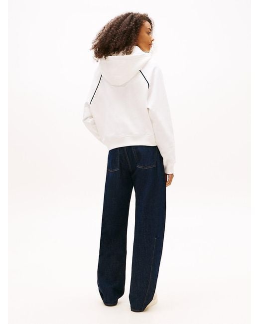 Tommy Hilfiger Tommy Badge Piping Relaxed Hoody in White | Lyst UK