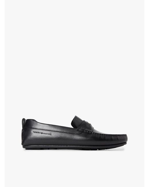 Tommy Hilfiger Leather Debossed Logo Driver Shoes in White for Men ...