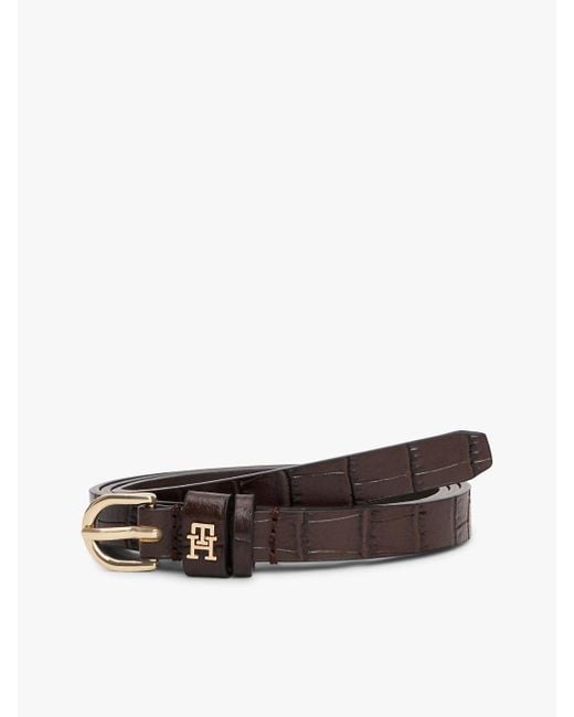 Tommy Hilfiger Essential Croco-print Leather Belt in White | Lyst UK