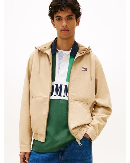 Tommy Hilfiger Herringbone Twill Relaxed Zip-Thru Hooded Jacket in ...