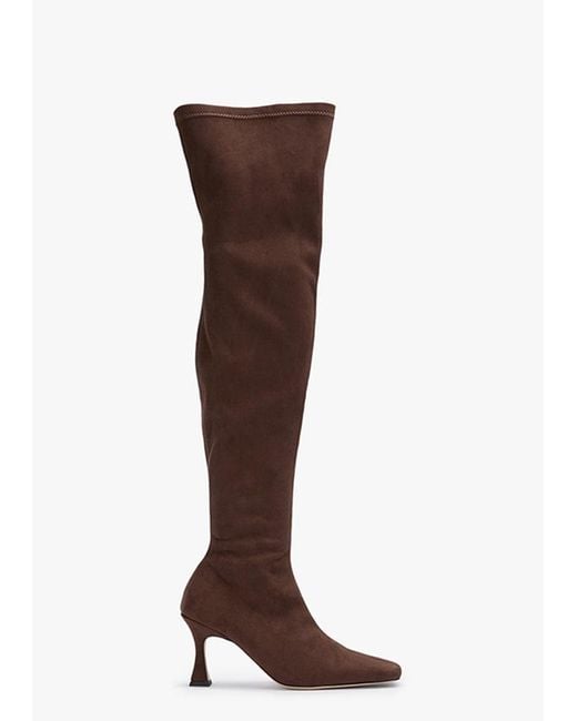Tony Bianco Fancy Choc Stretch Suede Dress Boot Long in Brown | Lyst
