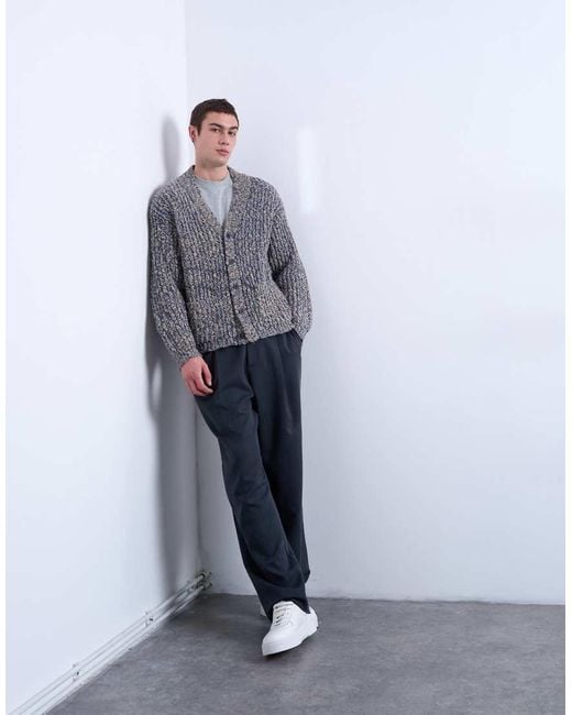 TOPMAN Relaxed Fit Chunky Twist Cardigan in Blue for Men | Lyst UK