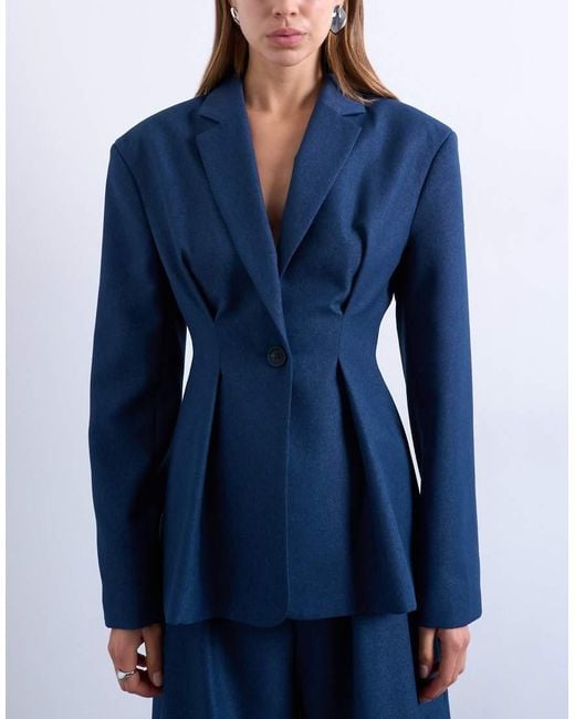 TOPSHOP Co Ord Extreme Cinched Waist Blazer in Blue | Lyst UK