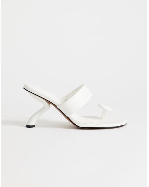 TOPSHOP Natalie Angular Heel Flip Flops in White | Lyst UK