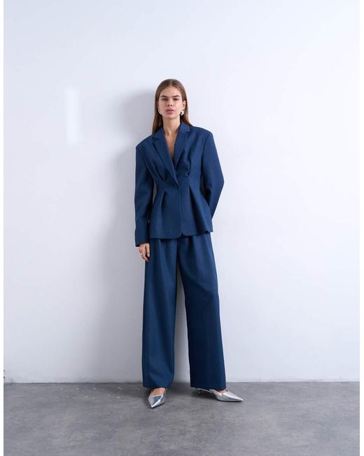 TOPSHOP Co Ord Extreme Cinched Waist Blazer in Blue | Lyst UK