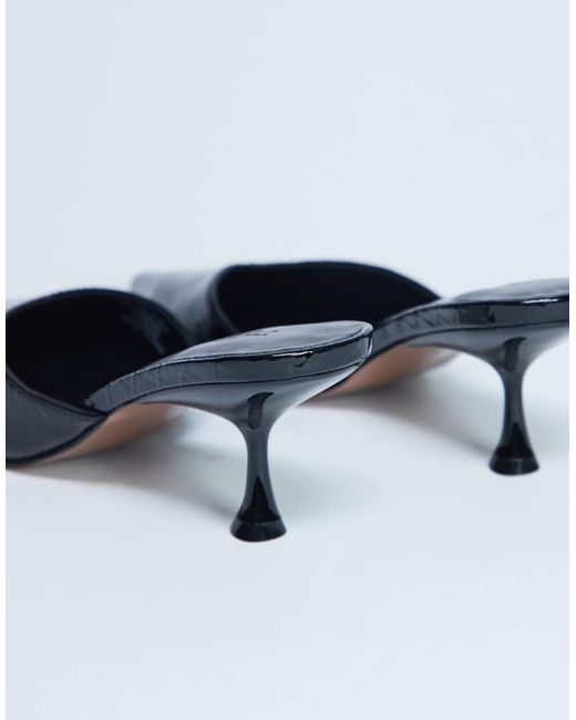 TOPSHOP Ivette Croc Patent Close Toe Mule in Blue | Lyst UK