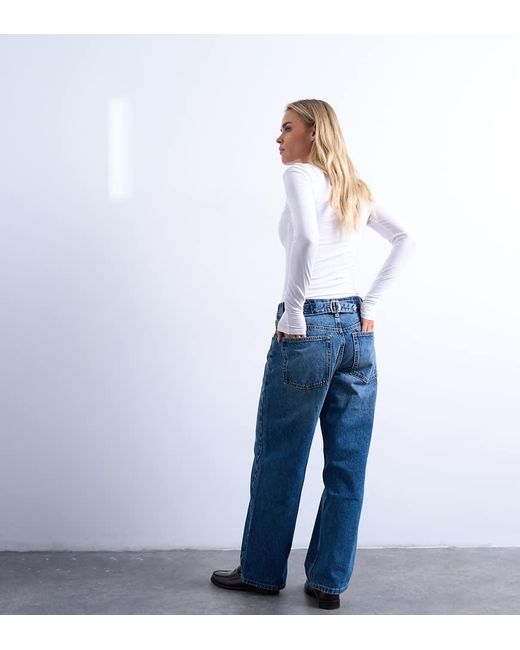 TOPSHOP Petite Cinch Low Rise Relaxed Jeans in Blue | Lyst UK